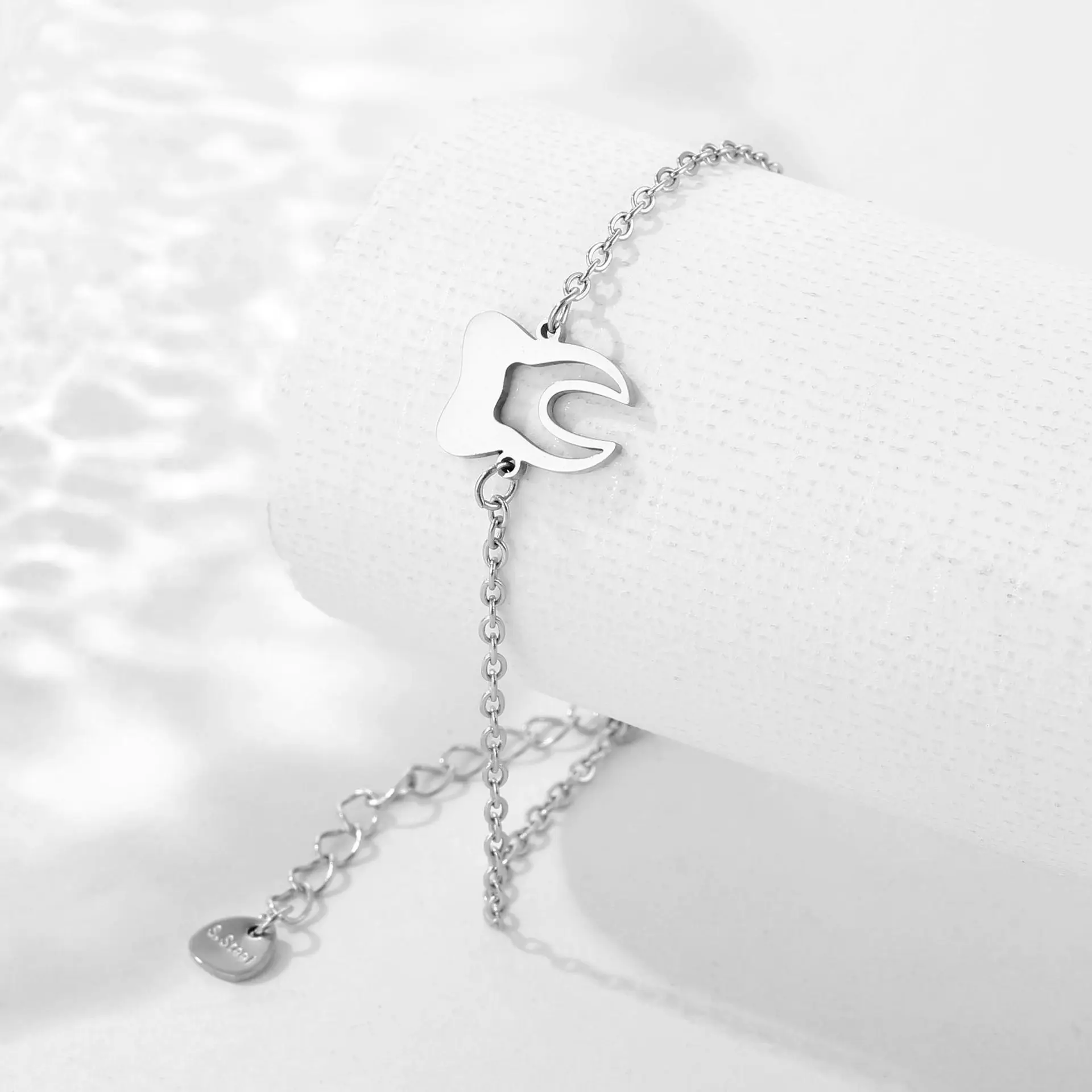 Fashion Dentist Tooth Charm Bracelet Stainless Steel Chain Link ...