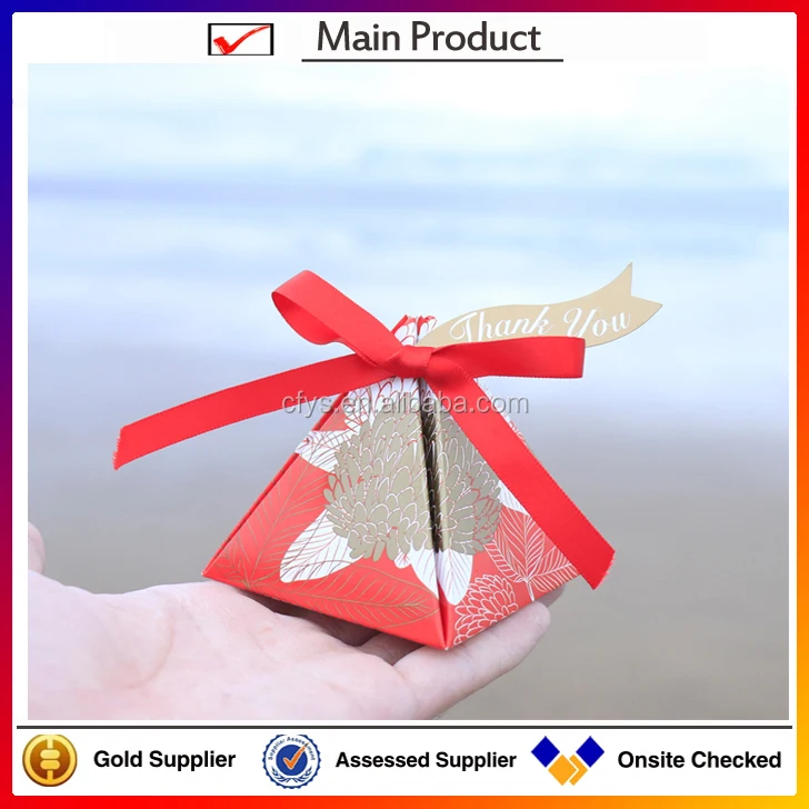 Pyramid Candy Box Creative Packaging Box Floral Wedding Souvenir Art ...