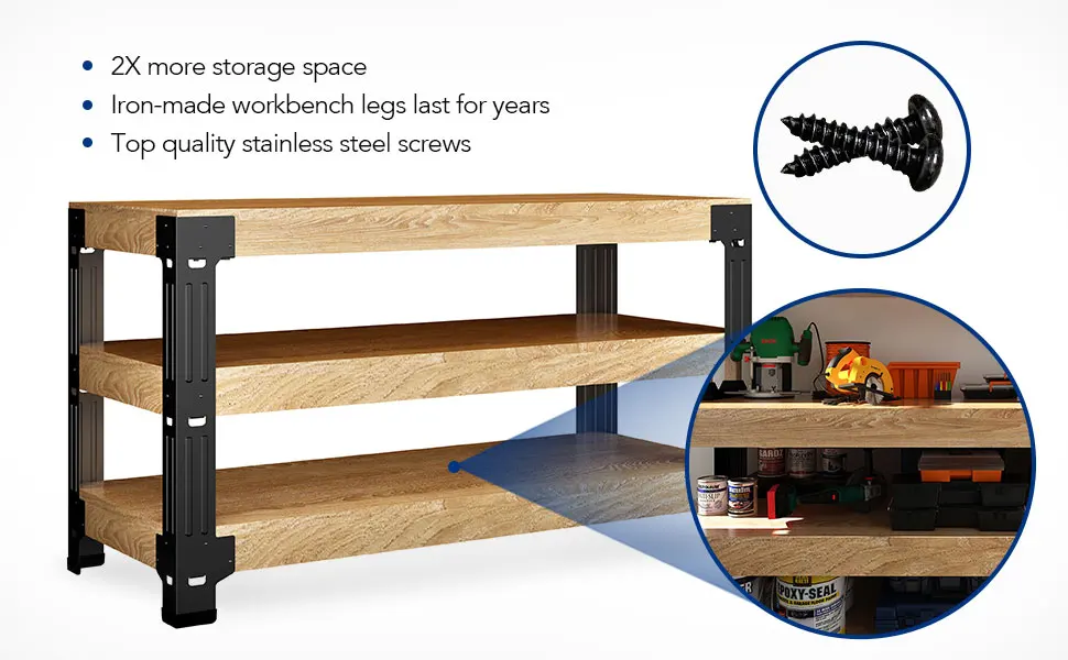 Universal Steel Work Bench Leg Kit - Adjustable & Durable