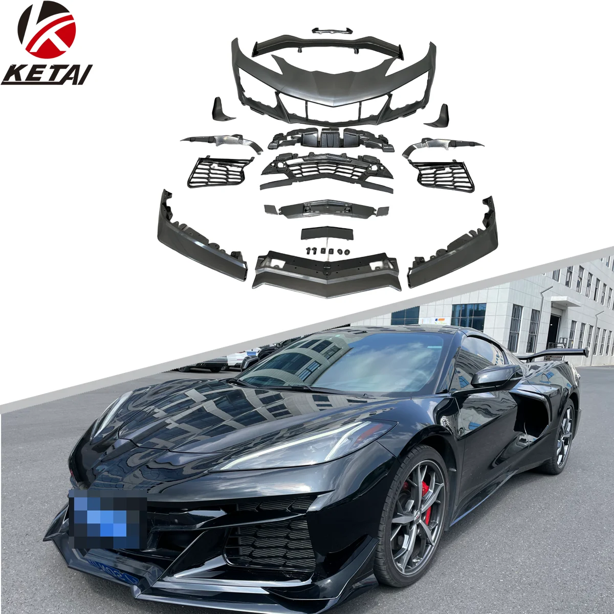 Auto C8 Z06 Style Front Bumper Modification Kit for Chevrolet Corvette