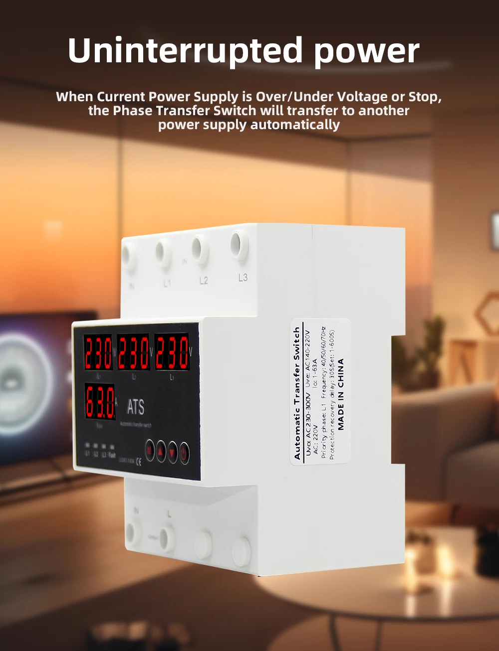 Automatic Transfer Switch (ATS) with over Voltage Protection