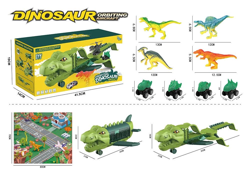 Dinosaur Aircraft Transport Cargo Airplane Toy Set