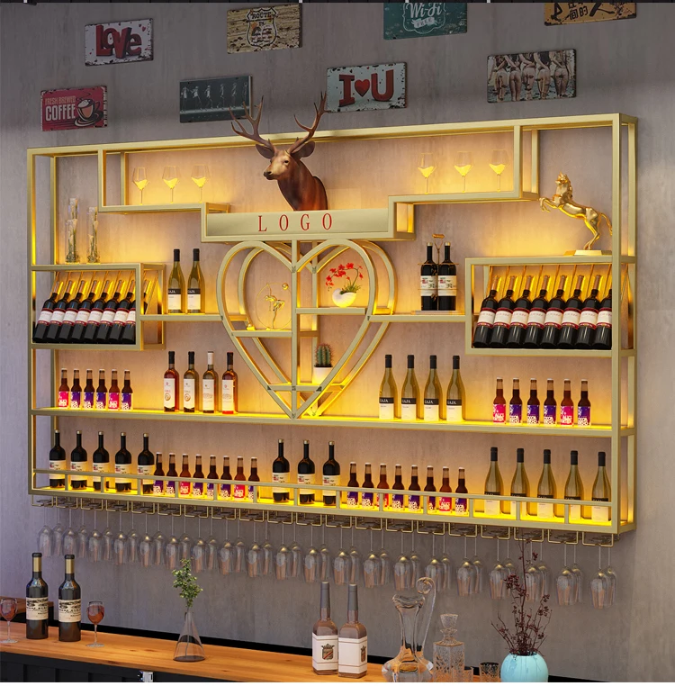 Customized Industrial Led Lights Pub Wall Mount Bar Shelf Display Wine ...