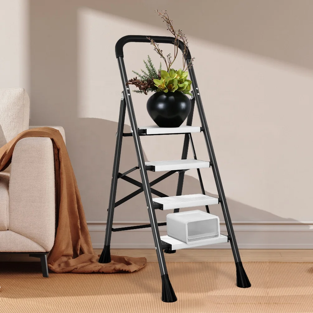 Baoyouni 4 Tiers Portable Folding Step Ladder With Handle Aluminum ...