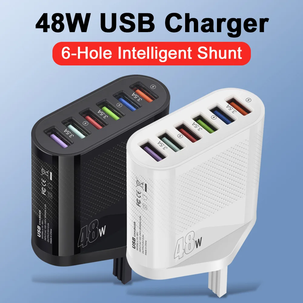 Multi-interface 48w Usb Charging Hub 12a 6-port Desktop Charging ...