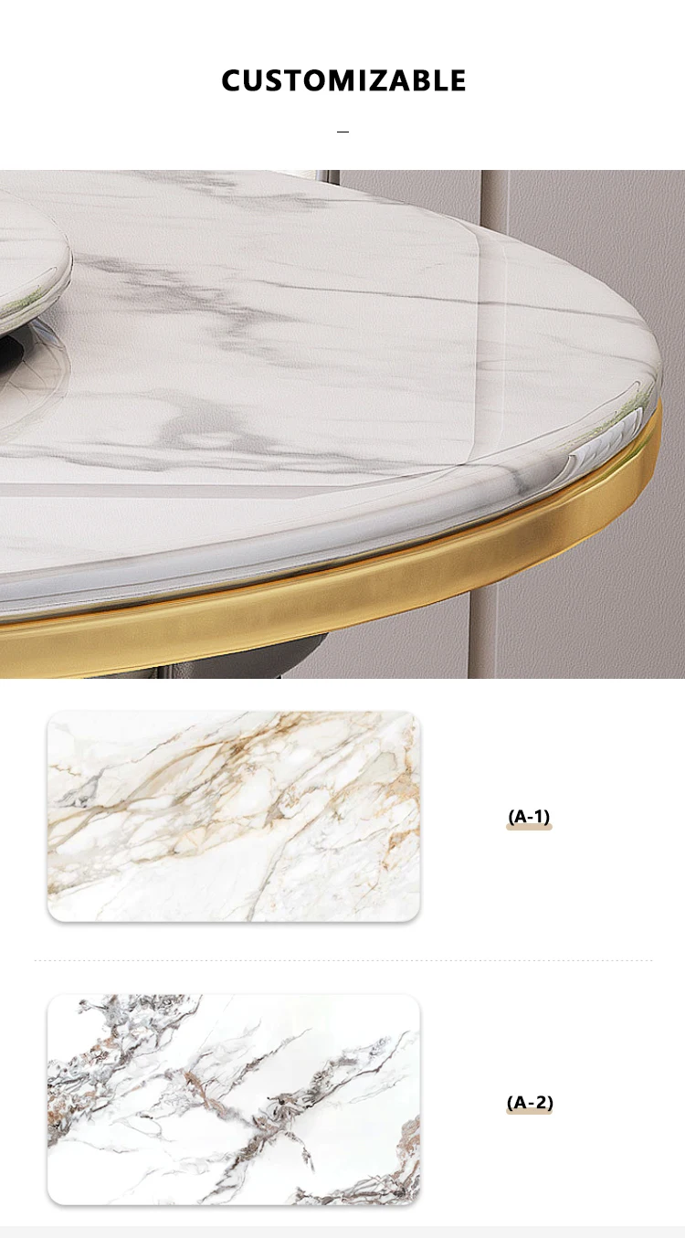 Wholesale Price Popular Metal Base Two Marble Top Rotating Dining Table ...