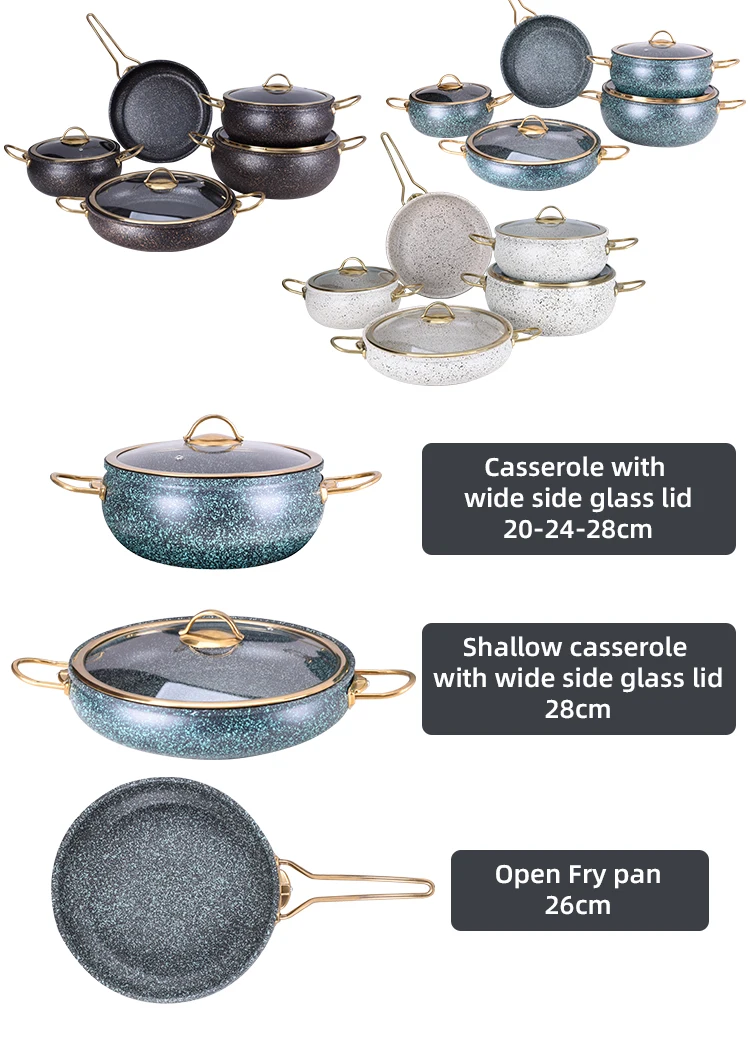 Kala Elegant Shape High Quality Cookware Set Non Stick Aluminum Cooking ...