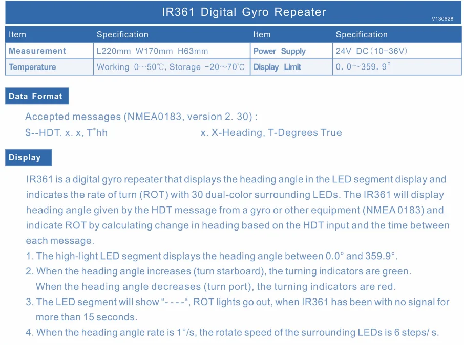 NINGLU IR361 Digital Gyro Repeater for Marine Use - 18VDC to 33VDC ...