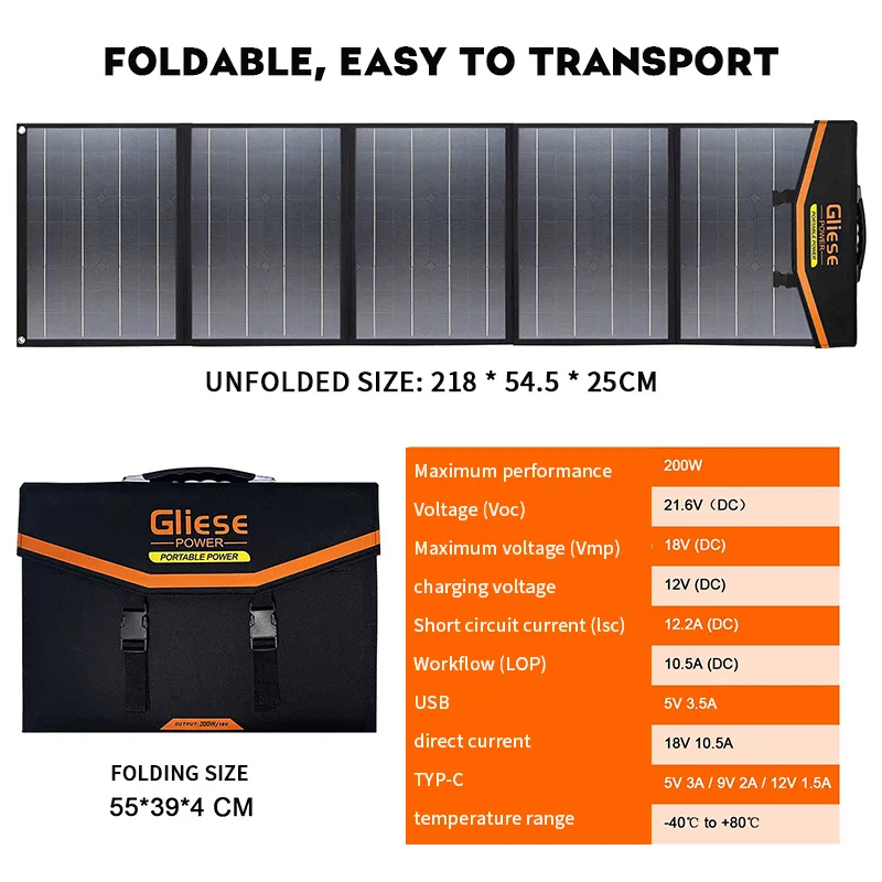 Made In China Portable Solar Panels Camping Folding Solar Panels 200w ...