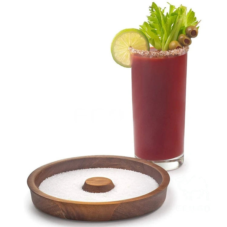Natural Acacia Wood Margarita Salt Rimmer With Lid,Glass Rimmer,Sugar ...