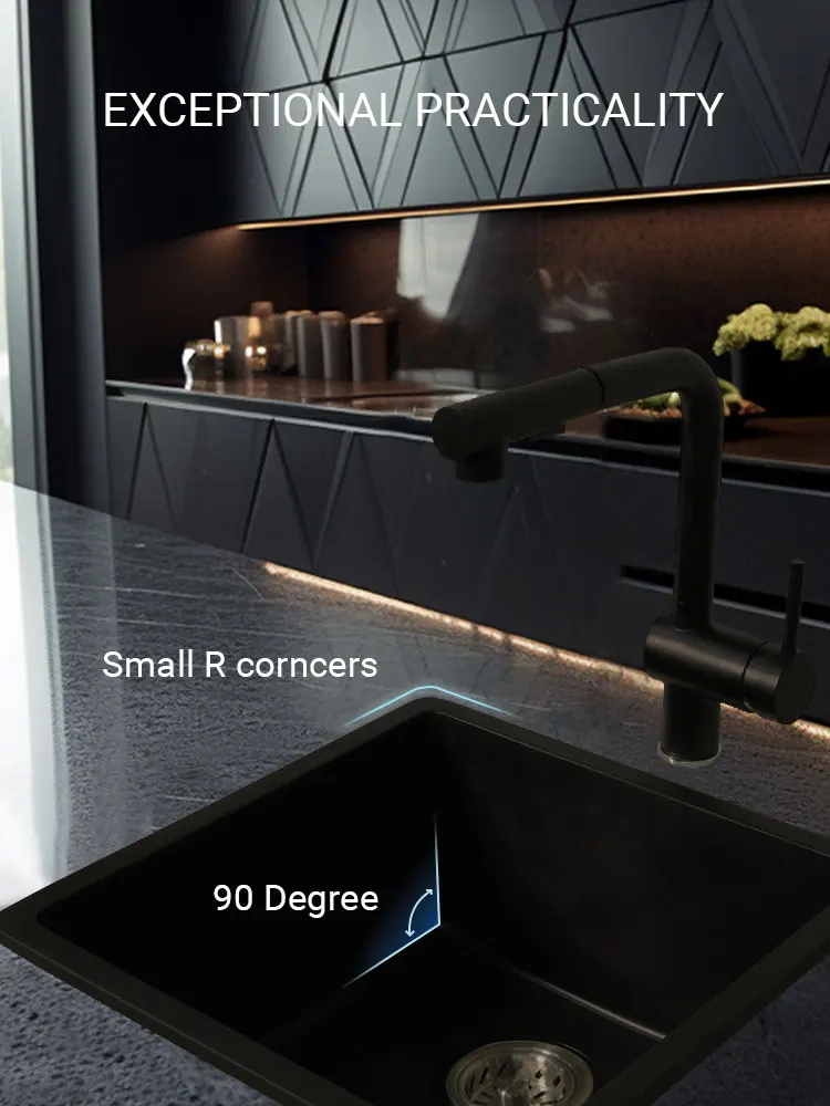 Popular Modern Large Single Bowl Quartz Sink Anti-scratch Stain ...