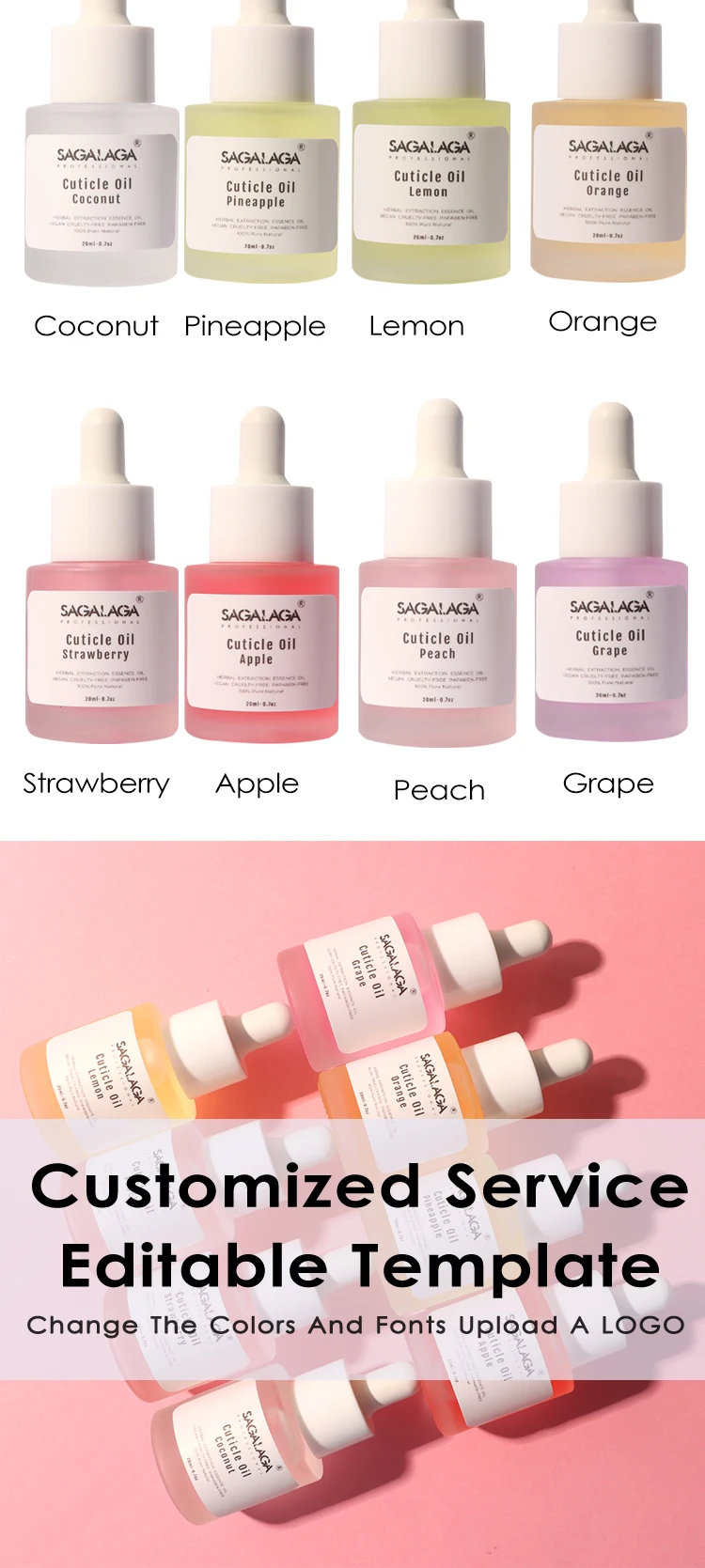 Custom Nail Cuticle Revitalizer Oil With Dropper Bottle Vitamin E and B ...