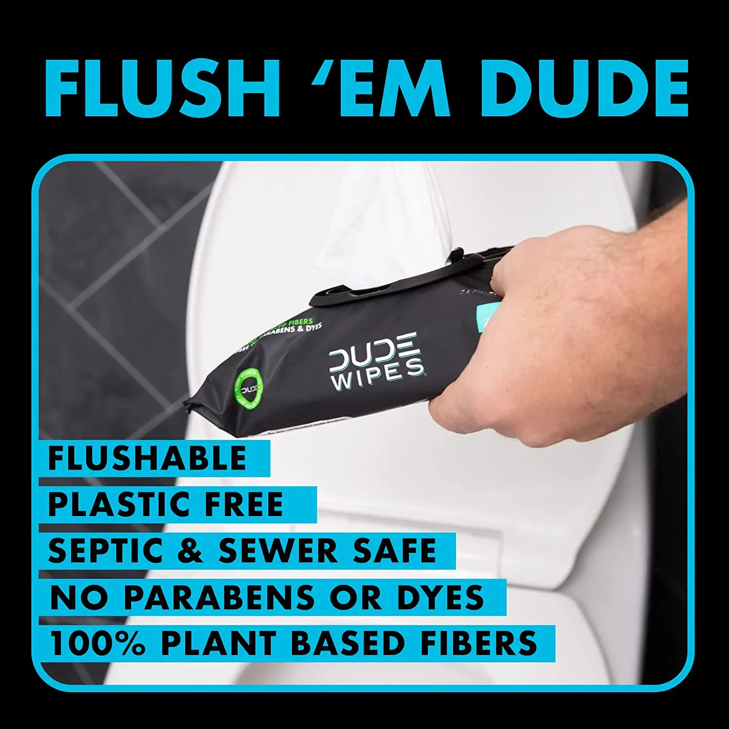 Unscented Adult Flushable Dude Wet Wipes - Biodegradable