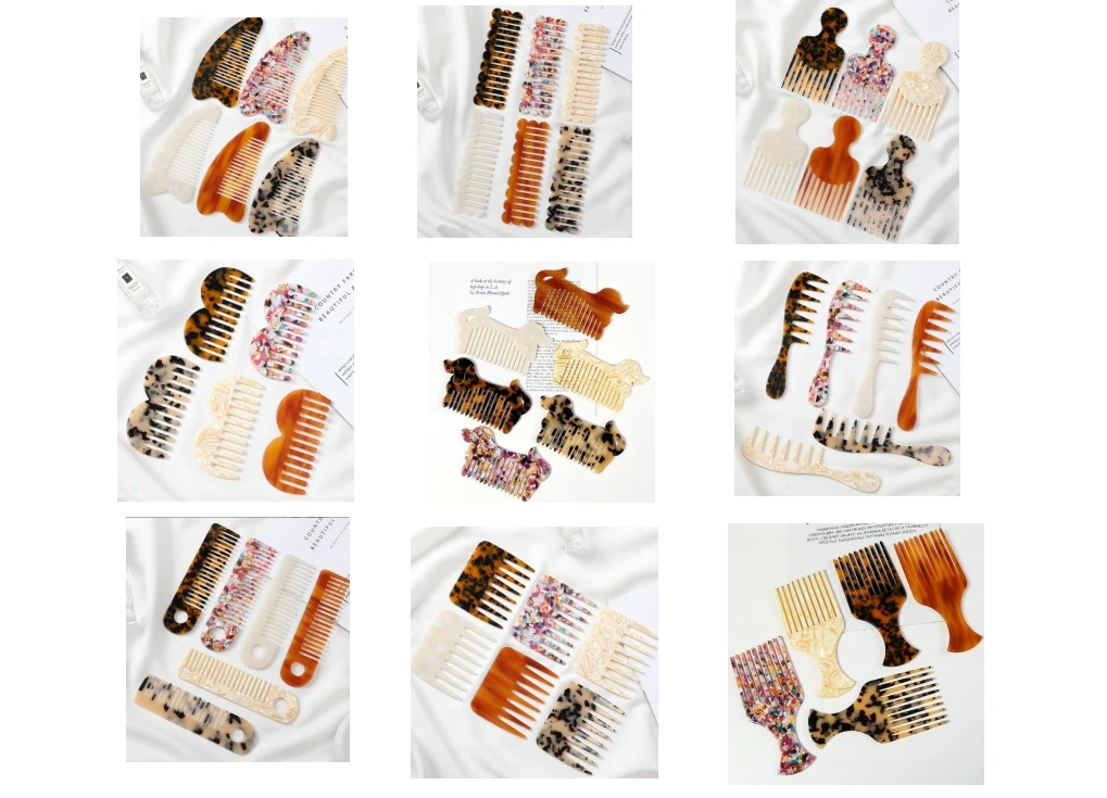 SAIYII Custom Logo 4mm Thickness Cellulose Acetate Hair Comb