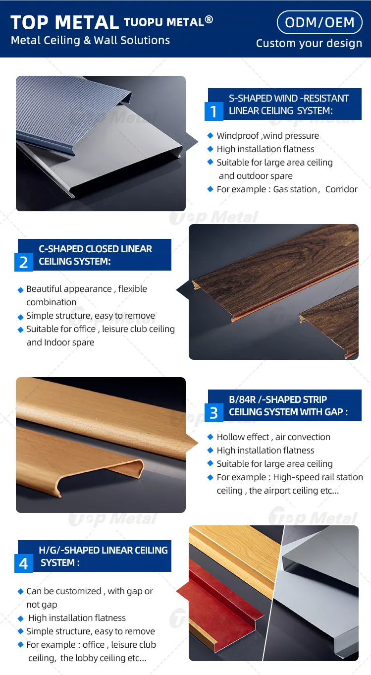 Aluminum Ceiling Cladding Of Strip Suspended Ceiling Panels For Station ...