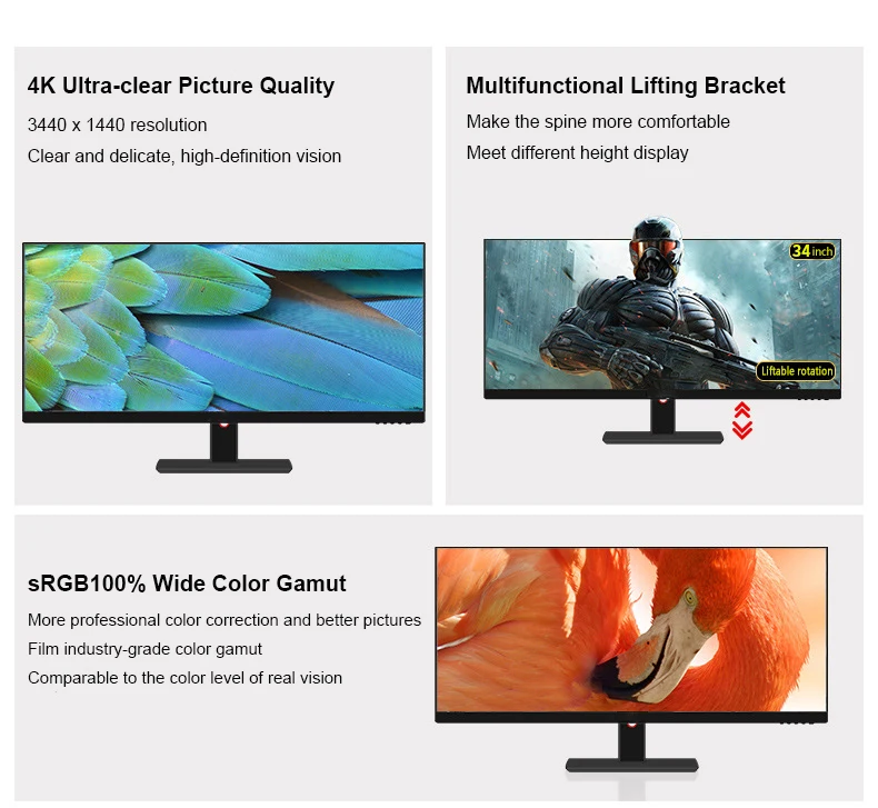 Curve Screen 2023 New Arrival Monitor Sound 34 Inch Curve Monitor ...