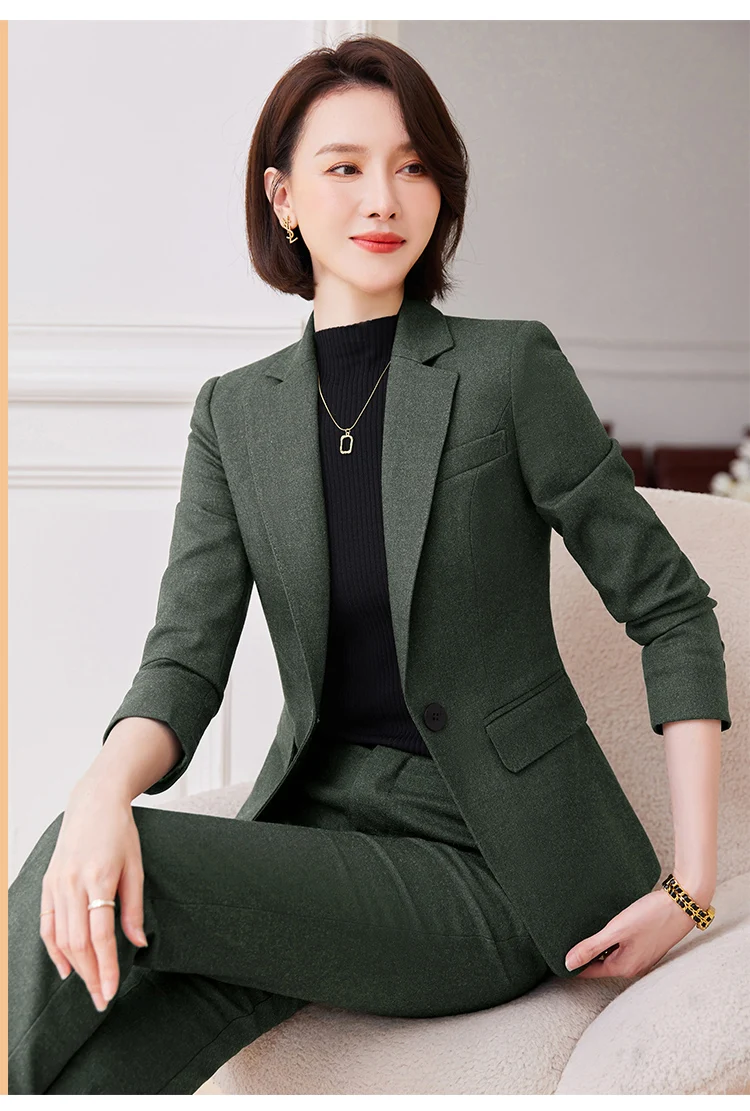 Ladies Office Long Sleeve Blazer Set For Women Suits Office Formal Two ...