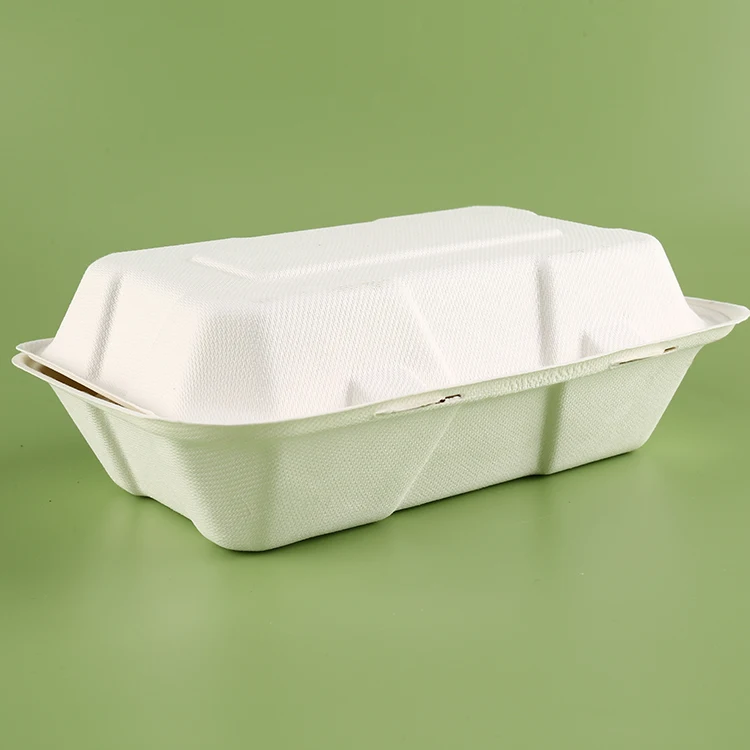 Eco- Friendly Disposable Takeaway Bagasse Takeout Fast Food Box 9*6 ...