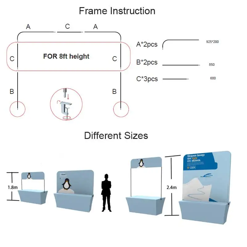 Table Top Head Banner Frame - Customizable Trade Show Display