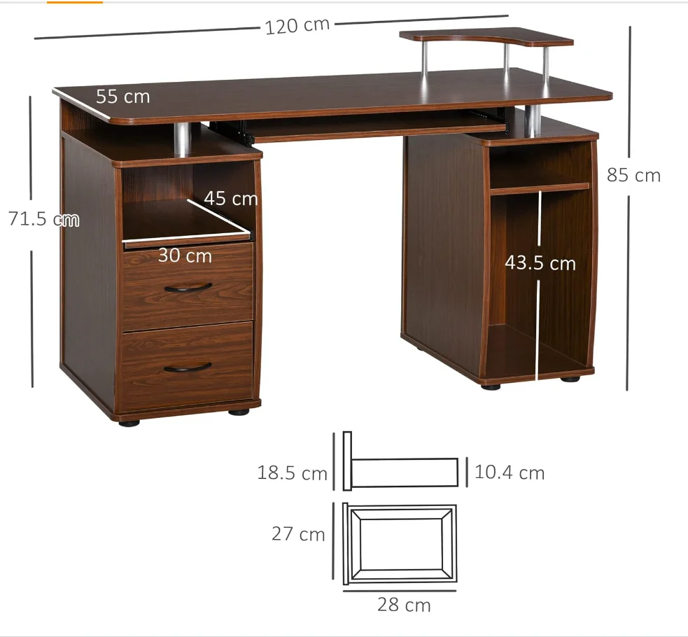 Wooden Computer Desk Office Pc Table Workstation With Keyboard Tray ...