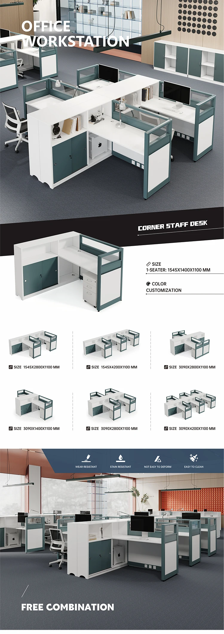 Classic Melamine Office Table Computer Desk Wooden Furniture Free ...