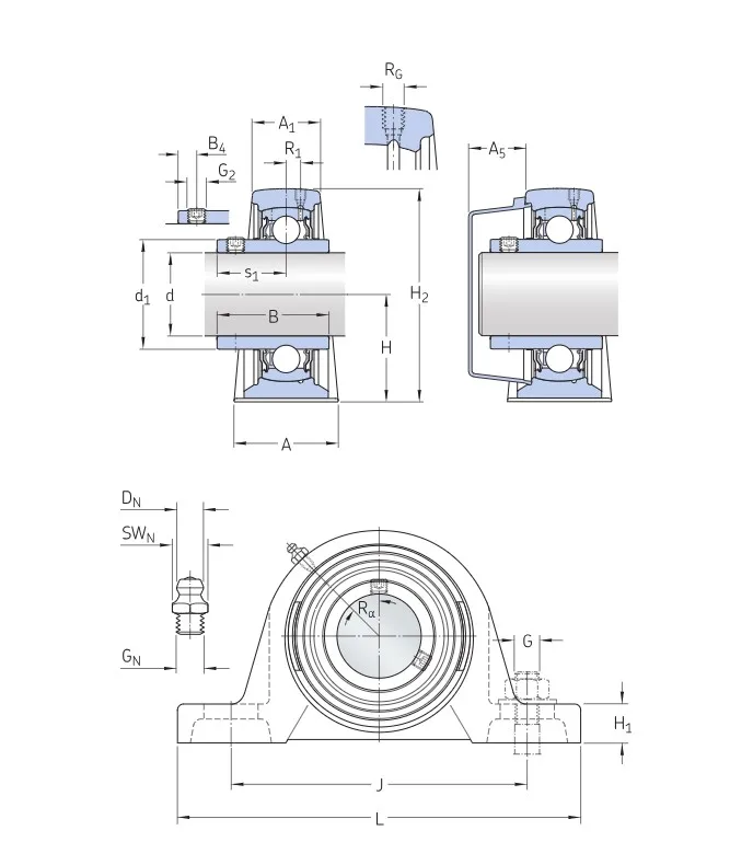 Bearing and Housing SY 25 TF Pillow Block Ball Bearing RASEY 25 ...