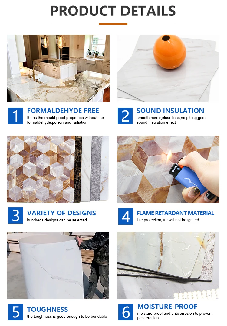 Modern PVC Marble Sheet New Color Gilded Marble for Indoor Living Room ...