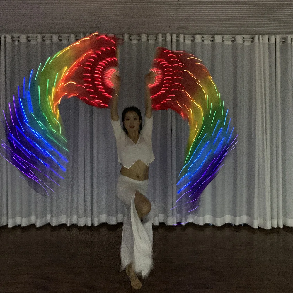 Belly Dance Fans - Elegant LED Silk Fans for Stage Performance