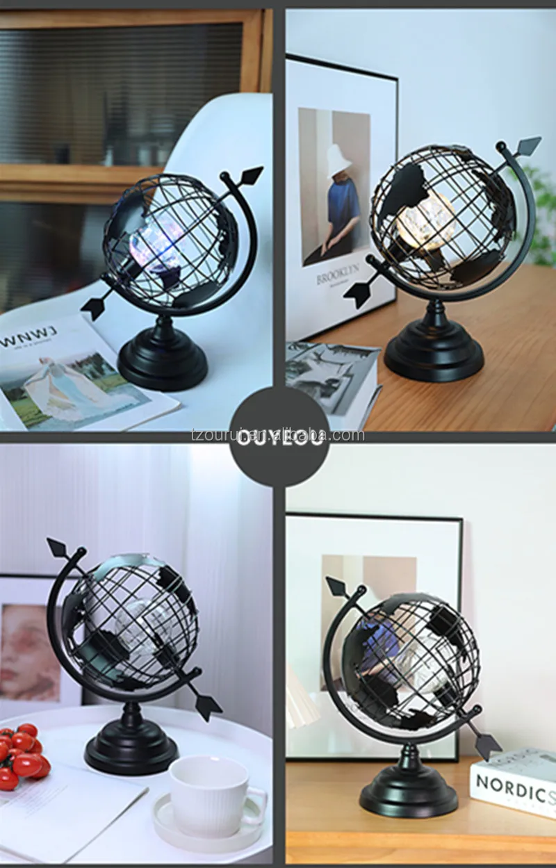 Illuminated Rotating Globe Lamp LED Lighted Desk Globe Earth Metal ...