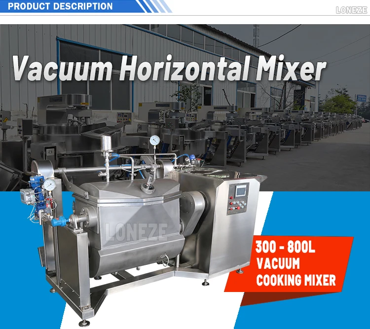 Steam Heating Horizontal Tilting Cooking Mixer / Vacuum Frying Cooker ...