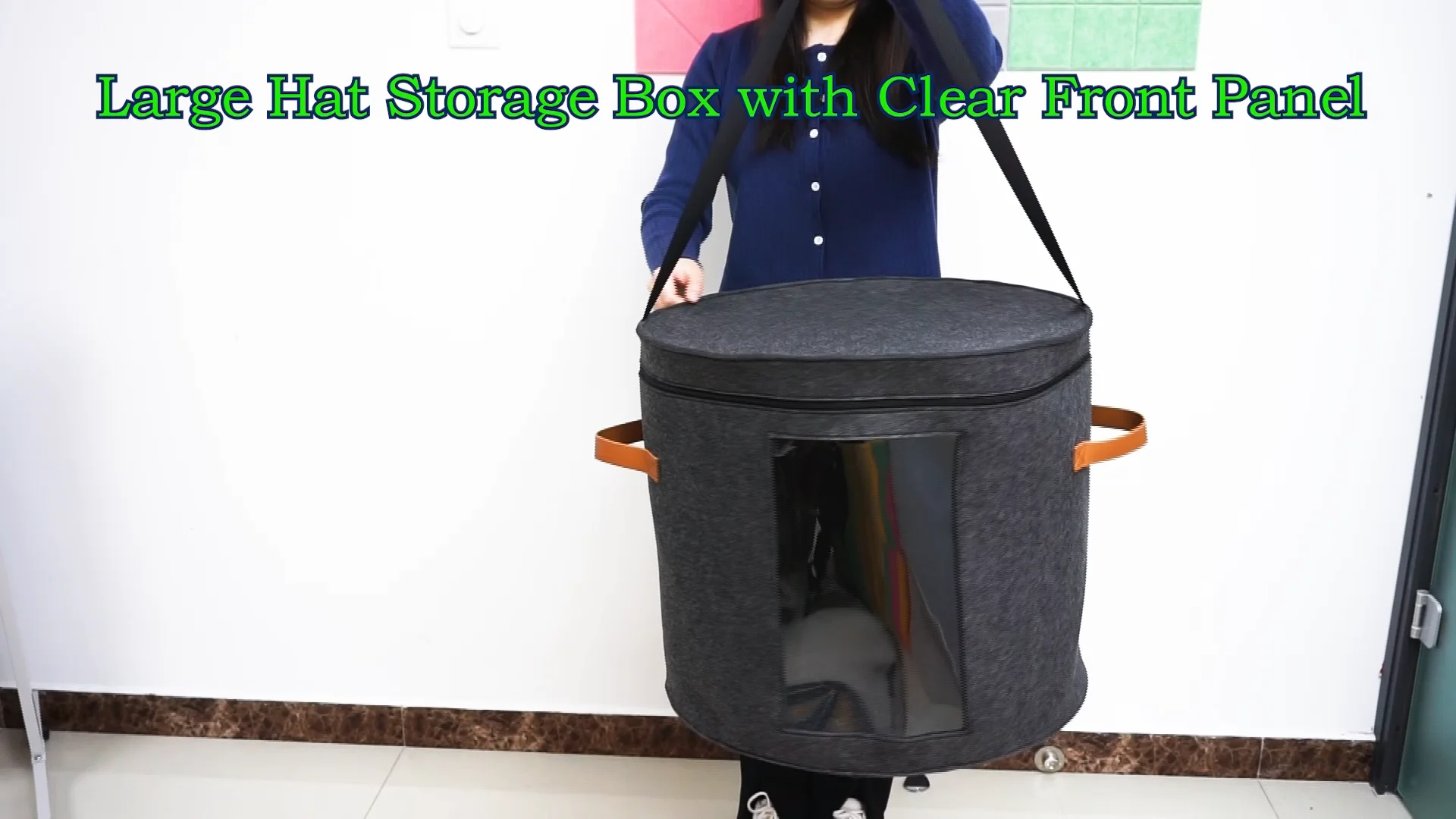 Upin Portable Felt Fabric Bucket Straw Ladies Big Hat Storage ...