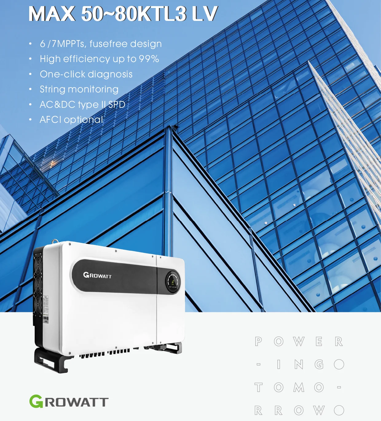 Growatt Max 80ktl3-lv Three Phase Inverter 400v Commercial Ground Solar ...