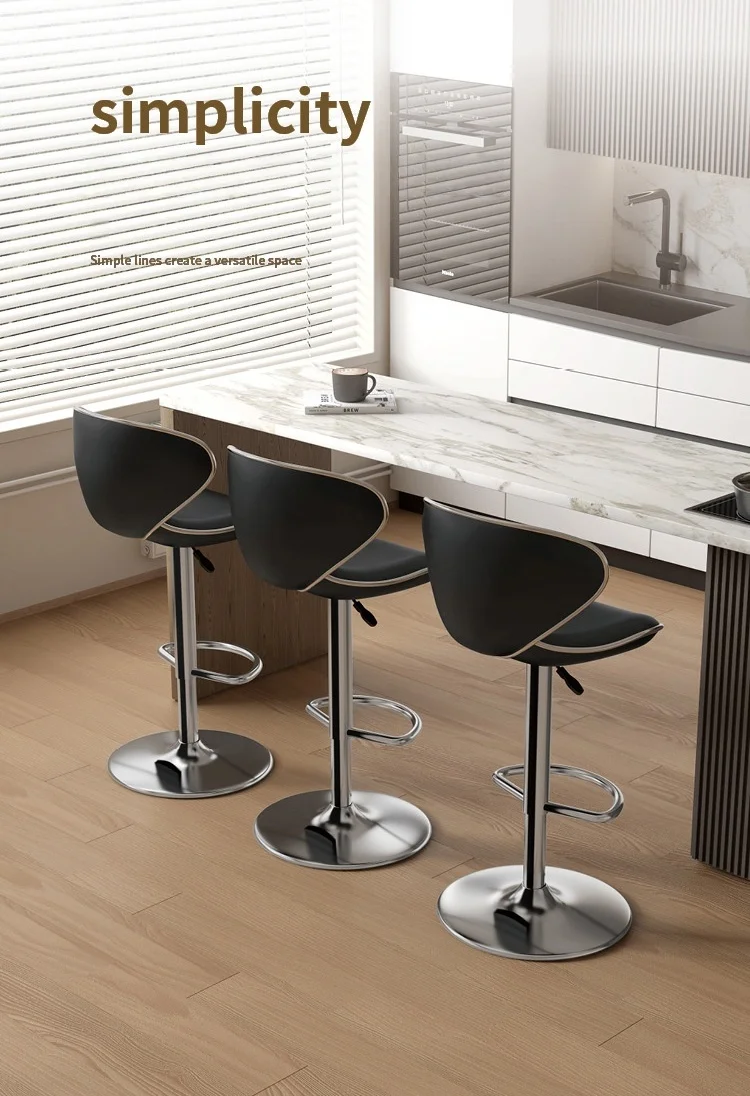 Custom Modern Nordic Leather Upholstered Bar High Chair Metal Bar Stool ...
