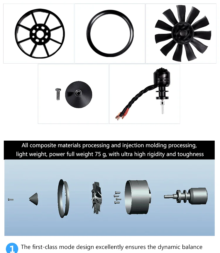 50mm 11 Blade EDF POWERFUN 50mm 11 Blades Ducted Fan EDF Unit With ...
