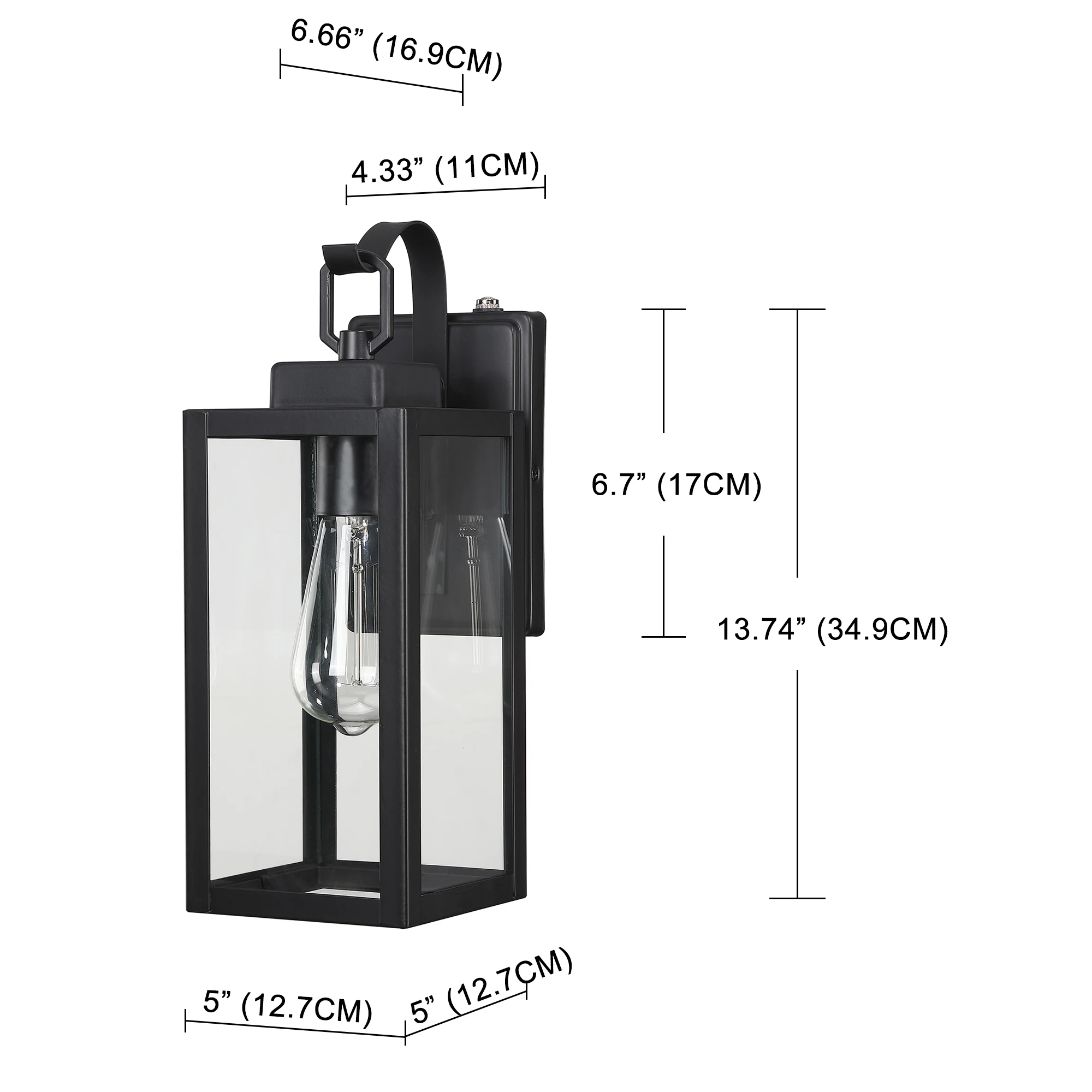 Outdoor Wall Mount Photocell Waterproof Wall Lights Matte Black Box E26 ...