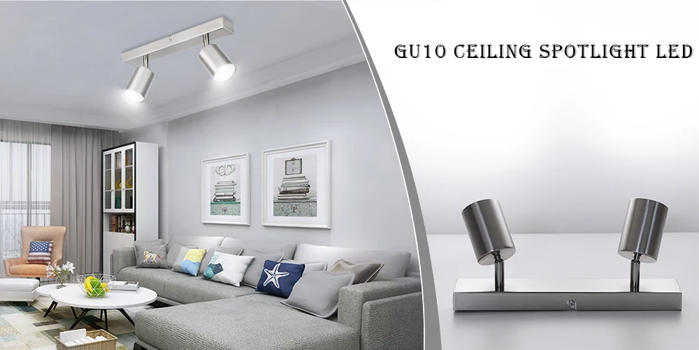 2 Way Ceiling Spotlight Fitting - GU10 LED Lights