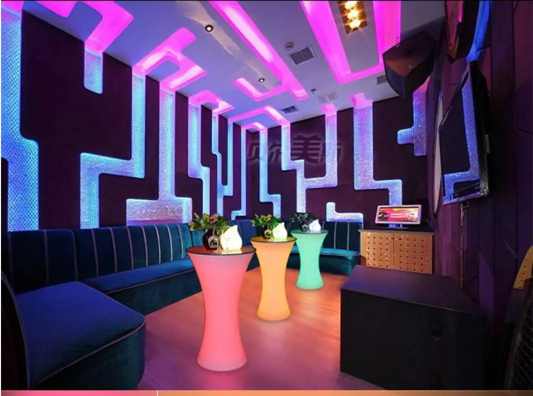 Remote Rgb Color Changing Led Night Club Coffee Table With Stainless ...