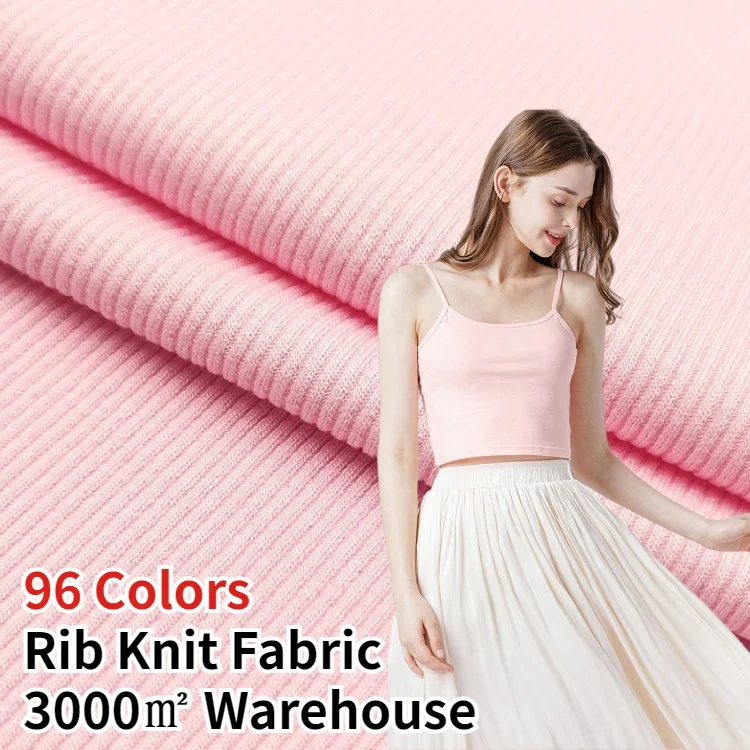 32s 250gsm High Quality Stock Spandex Wholesale Stretch Solid Soft Stripe Rayon 2x2 Rib Knit ...