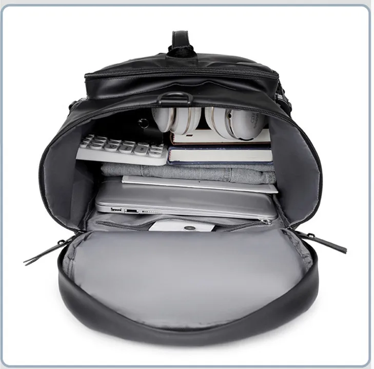 MKW2054 Custom Waterproof PU Leather Man Laptop Backpack Business Style ...