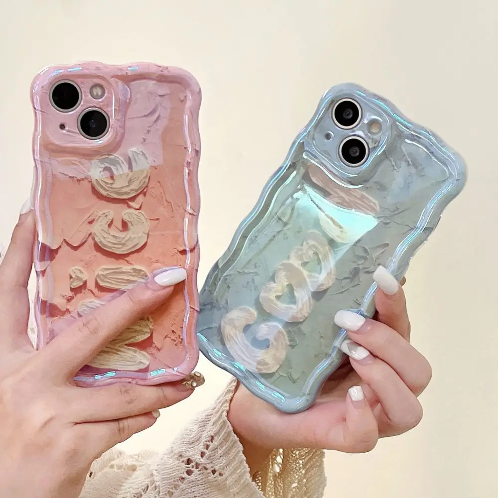 Imd Flower Glossy Mobile Phone Cases For Iphone 15 Luxury Wave Design ...