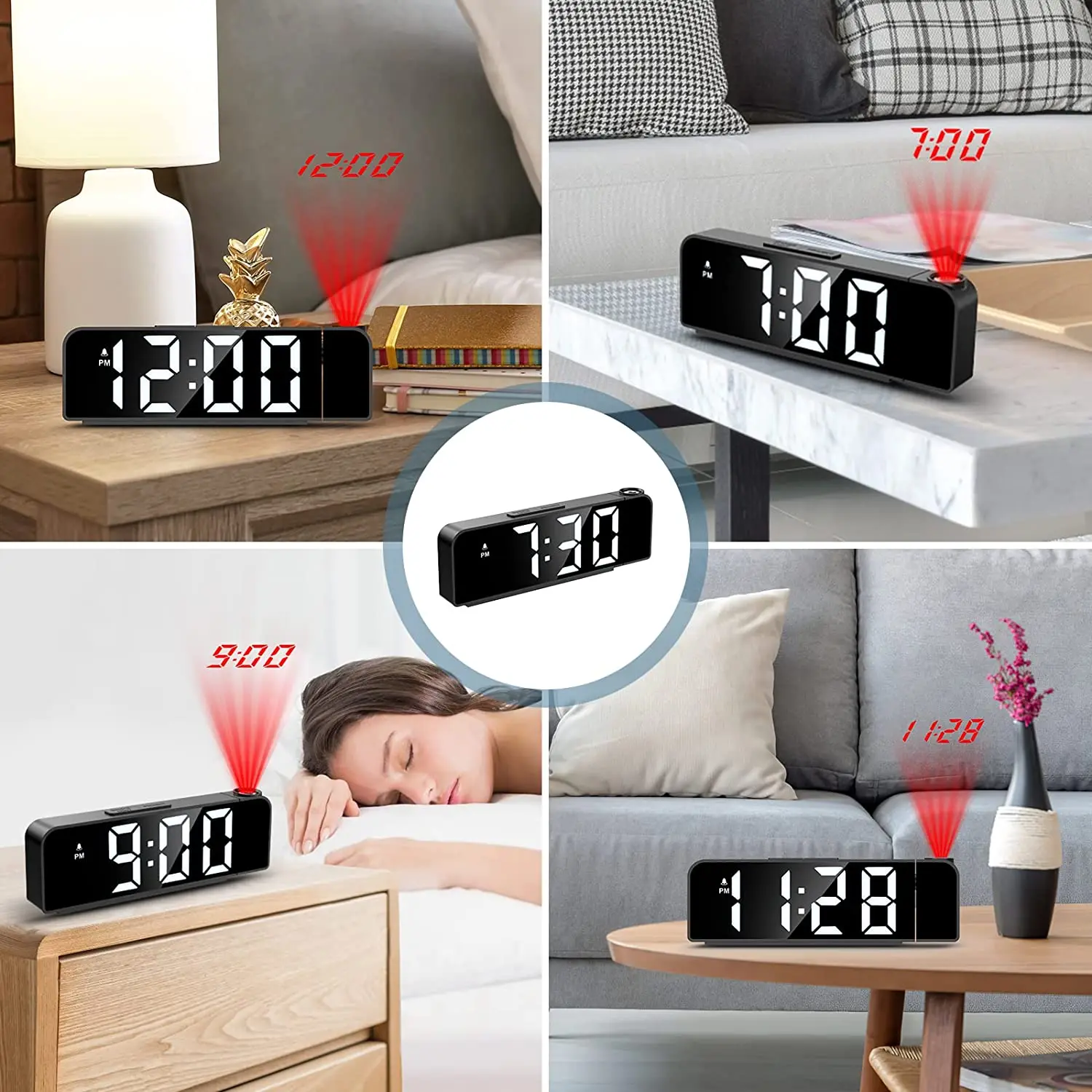 Best Seller Desktop Electric Digital Projection Mini Light Alarm Table ...