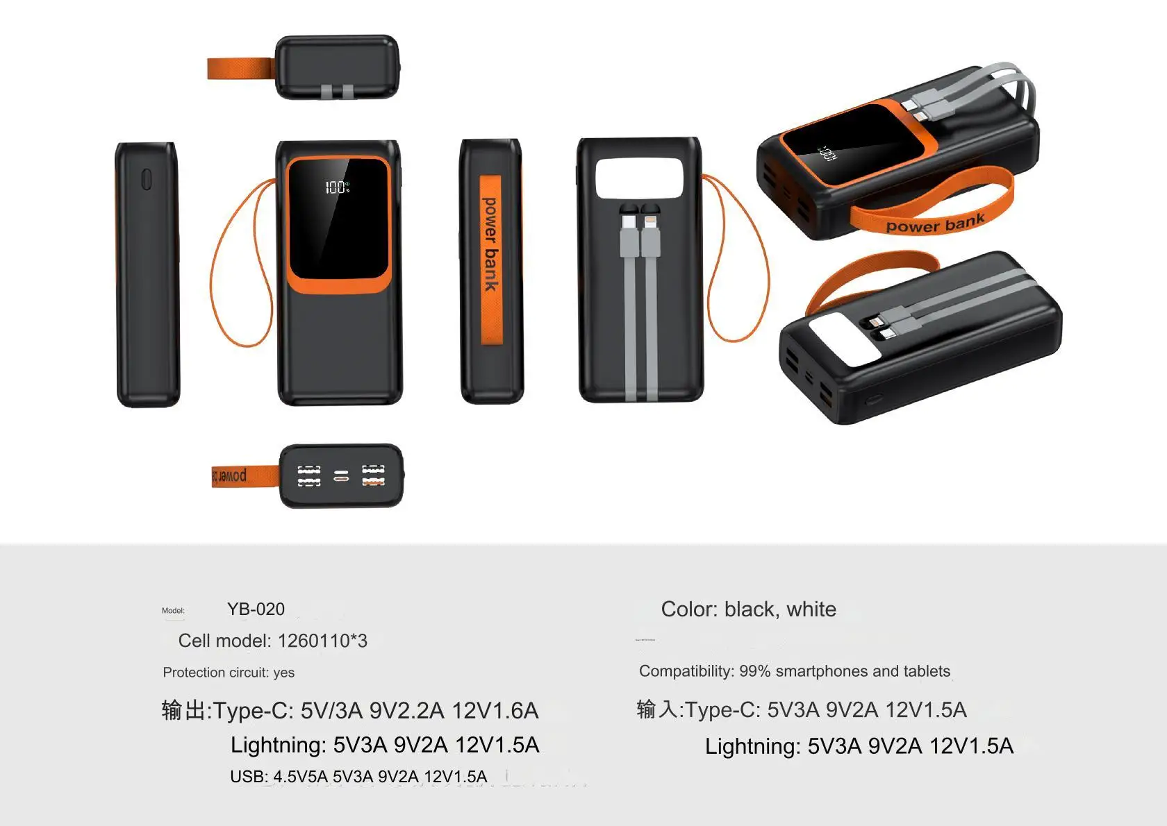 Portable Big Capacity 50000mah Powerbank Led Digital Display 4usb Type ...