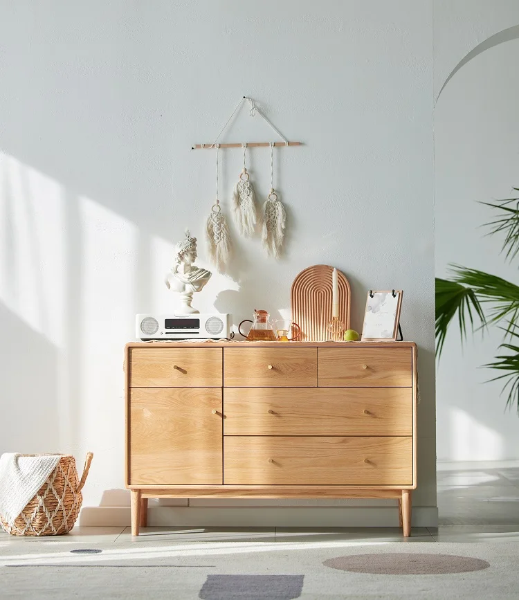 B3034 Simple Modern Solid OAK Wood Bedroom Furniture Wide Chest of 5 ...