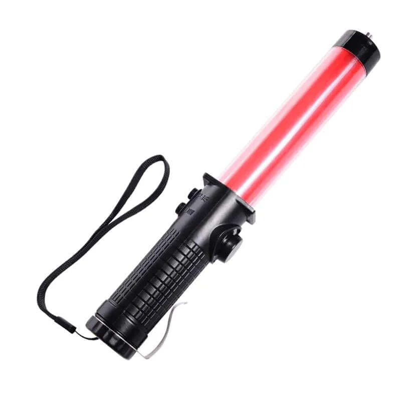 Magnetic led red color marshalling wand with safety hammer traffic ...
