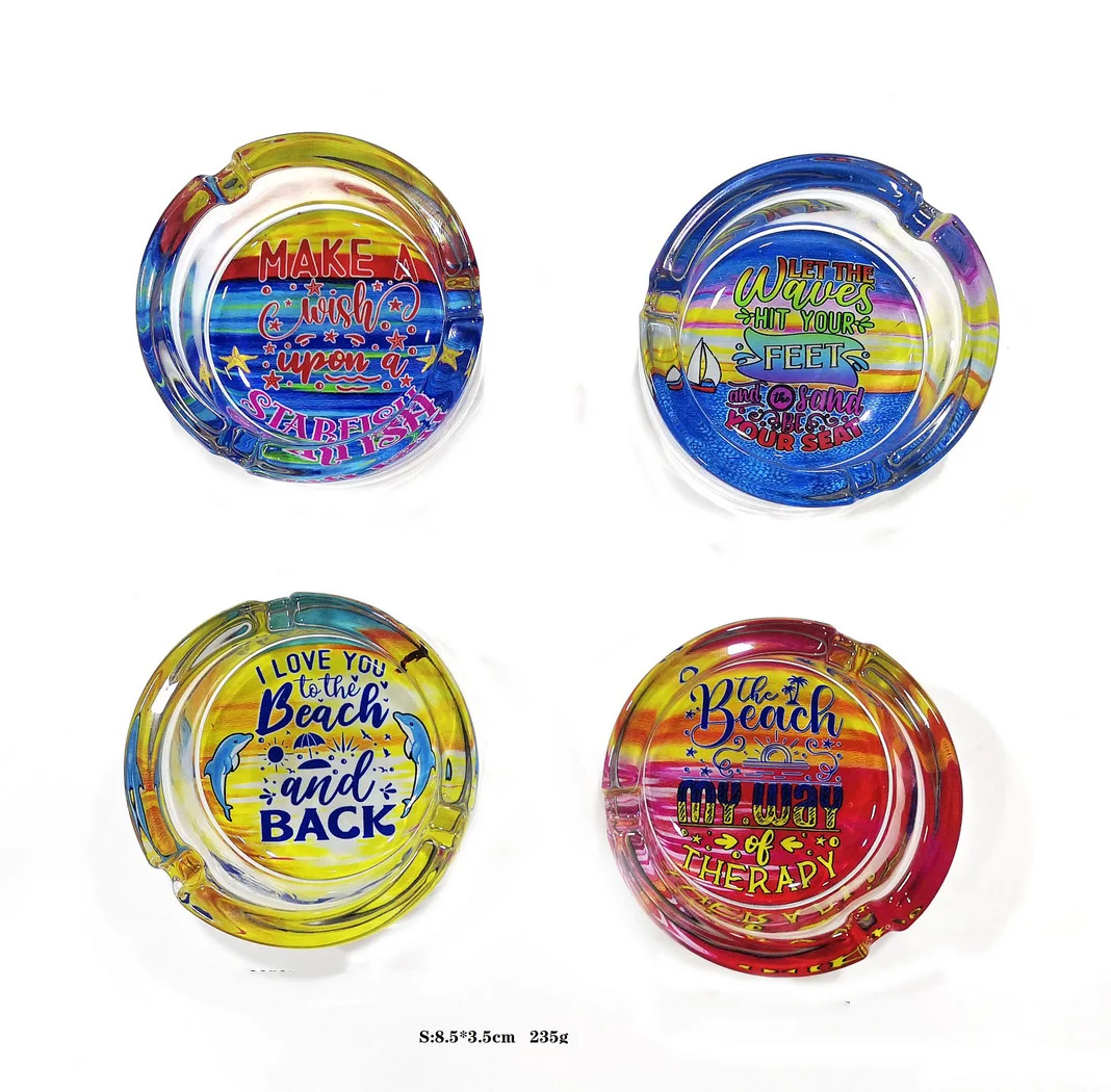 Factory Customized Glass Ashtray Dolphins And Parrot Design Round ...