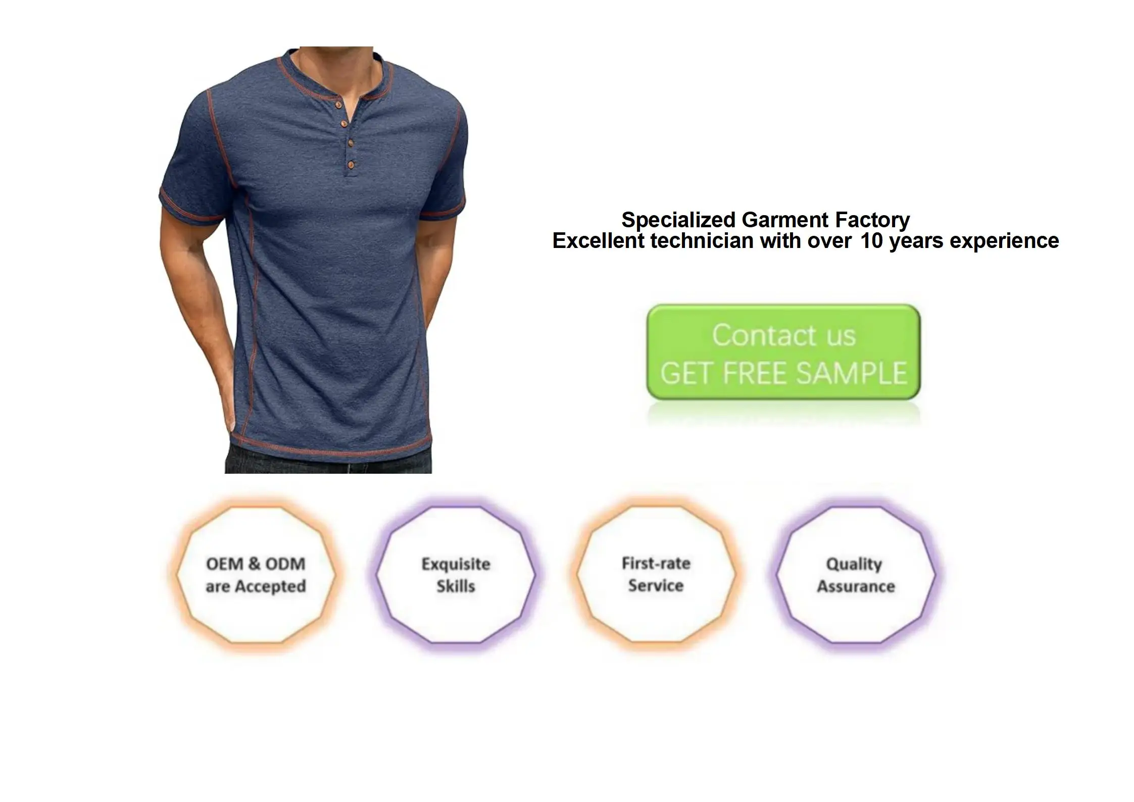 Men's Cotton Maverick Henley Short Sleeve T-shirt With V-neck Solid Pattern Available In 210g ...