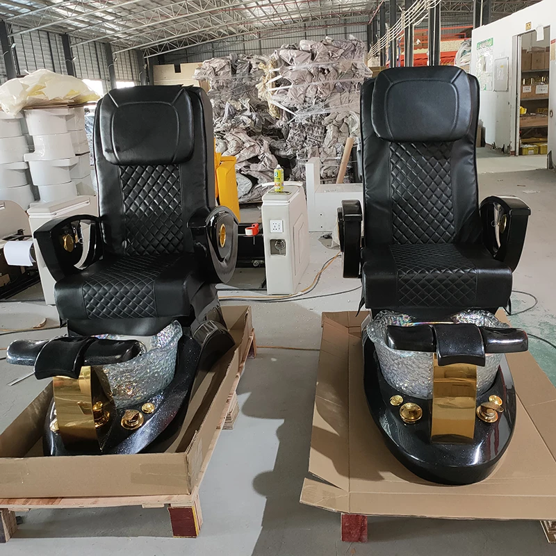 Luxury Black Electric Pedicure Chair with Massage Drainage Pump