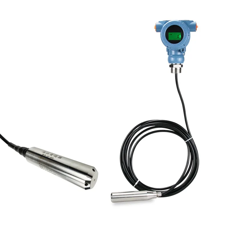 Submersible Level Gauge Hydrostatic Level Transmitter 4 20ma With Lcd Display Ptfe Cable Type