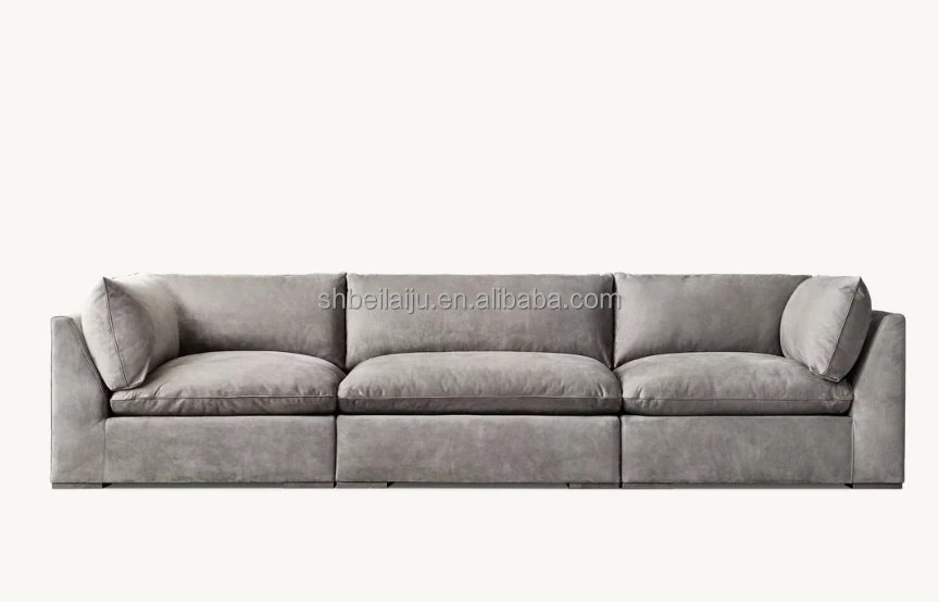 Classic Living Room Furniture Upholstered Genuine Leather Sofa Couch Costera Modular Genuine ...