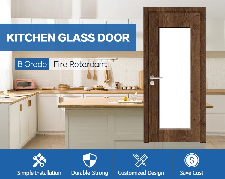 High Quality Luxury Design Interior Pvc Kitchen Glass Fire Rated Door ...